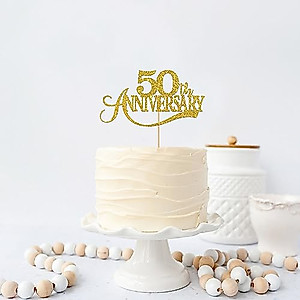Gold Glitter 50th Anniversary Cake Topper - for 50th Wedding Anniversary / 50th Anniversary Party / 50th Birthday Party Decorations