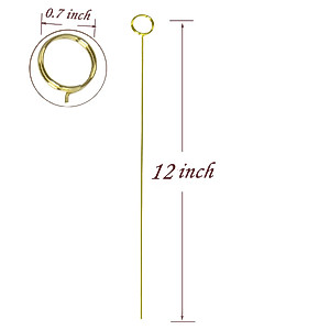 YUXIANG 20Pcs Floral Card Holder Picks, 12 Inch Gold Round Flower Picture Holders, Metal Wire Flower Picks Clip for Wedding Party Birthday ​Cake