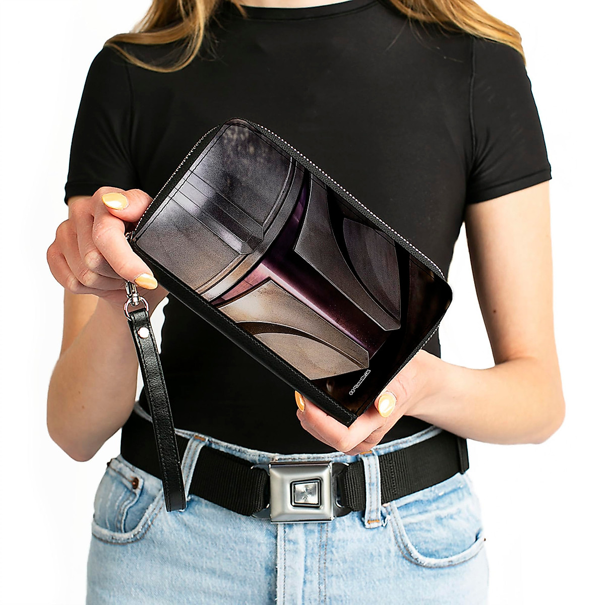 Buckle-Down Women's PU Zip Around Wallet Rectangle-Star Wars The Mandalorian, 7.5"x4.5"