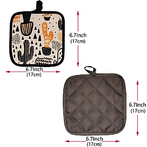 FSTIKO Novelty Cactus Oven Mitts and Potholders 4 Pieces Set, Kitchen Linen Set BBQ Gloves-Oven Mitts High Heat Resistant Cotton Potholder Non-Slip Cooking Gloves for Cooking, Baking, Barbecue