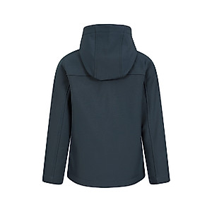 Mountain Warehouse Exodus Kids Softshell Jacket with Hood - Girls Boys Coat Navy 9-10 Years