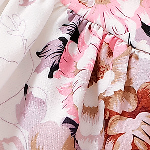 YOUNGER TREE 1-5T Toddler Kids Girls Summer Dress Sling Blue Floral Casual Dress Pattern Girls Party Dress Sleeveless (3-4T, Beige dress)