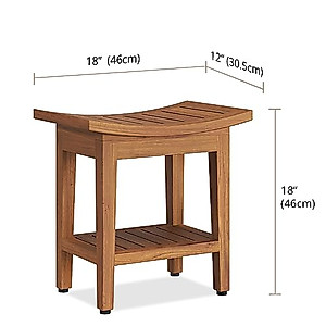 AquaTeak Patented 18" Maluku Teak Shower Bench with Shelf