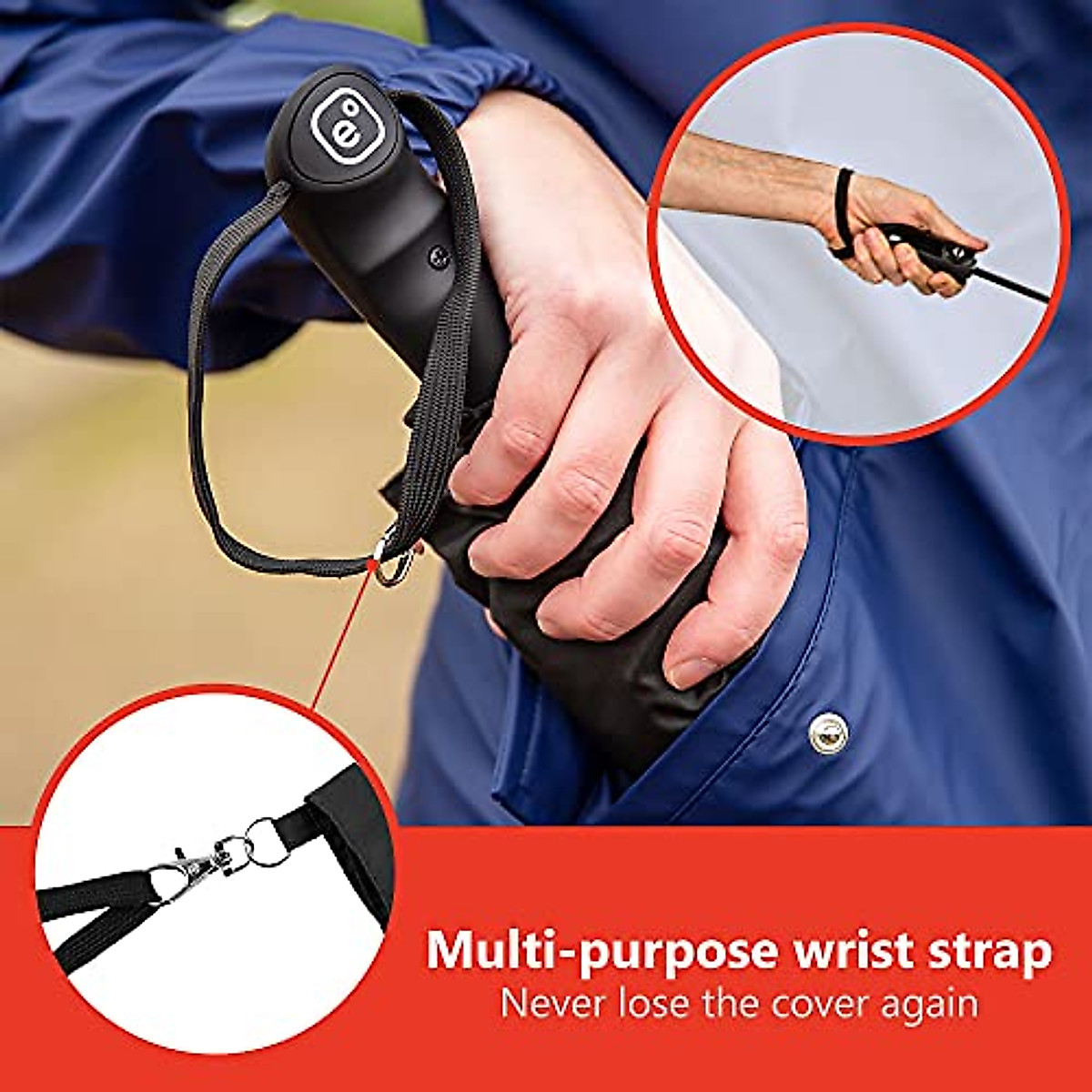 Ergonauts Windproof Vented Double Canopy Travel Umbrella with Teflon Coating - Portable Compact Foldable Lightweight Design and High Wind Resistance (Black)