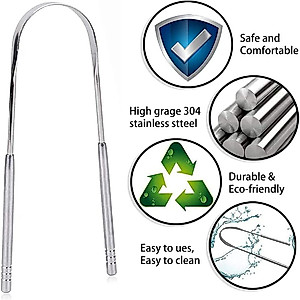 Tongue Cleaner, Steel Tongue Scrapers for Adults,Use for Plaque Removal, Bad Breath and to Restore l Hygiene or Taste Sensation
