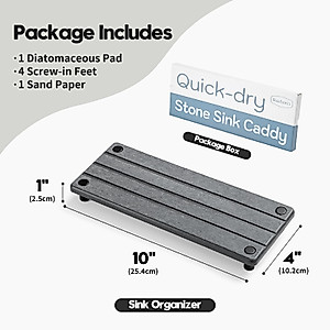 Razborci Instant Dry Sink Caddy Kitchen Sink Organizer, Quick Drying Stone Sink Tray Sponge Holder Soap Dish, Bathroom Countertop Fast Dry Water Absorbing Rack,Vanity Dispenser Toothbrush Bottle, Gray