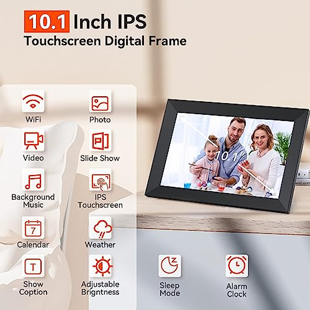 Apofial 2 Pack Digital Picture Frame 10.1 Inch WiFi Digital Photo Frame 1280 * 800 HD IPS Touch Screen Smart Cloud Photo Frame, Auto-Rotate, Share Photos and Videos Instantly via Email or App
