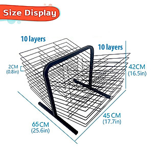 THEGA Artwork Storage Display Rack - Metal Steel Double Sided Artwork Drying Rack with 20 Wire Shelves for Classrooms Paintings, Art Studios and Home Use, Black Powder Coated Finish
