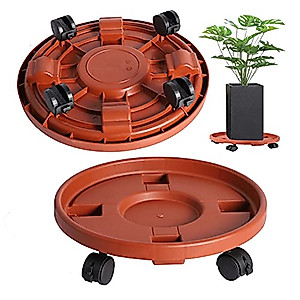 4 Pack 13 inch Plant Caddy with Four Lockable Universal Wheels,Easy Moving Plant Dolly, Indoor Outdoor Flower Pot Mover with Locking Wheels