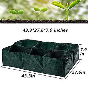Fabric Raised Garden Bed, Garden Grow Bed Bags with 6 Divided Grids, Square PE Planting Pots with Drainage Holes, Planting Container Grow Bag Planter Pot for Growing Herbs, Flowers and Vegetables