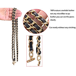 Conversion Kit Real Cowhide Leather Chain+Insert Compatible with Chanel Flap Long Wallet