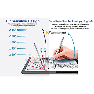 4096 Pressure Stylus Pen for Microsoft Surface Pro 9/8/7/6/5/4/3/X Surface Laptop Book Studio Surface 3/Go3/Go2/Go Pen Protocol, Magnetic Hold, Erase Copy Paste+Tilt&Palm Rejection Function (Silver)