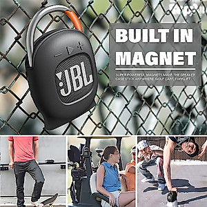 TUSITA Magnetic Silicone Case Compatible with JBL Clip 4