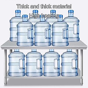 Double Layer Thickened Stainless Steel Work Table Multifunctional Kitchen Preparation Table Commercial Metal Table Packing Table Triangular Design Sturdy and Stable