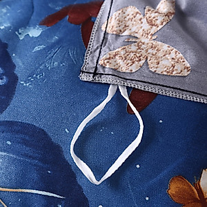 MAG 3pcs Butterfly Bedding Duvet Cover Set,Vintage Bedding Sets,Cute Duvet Cover Set for Toddler, Kids, Girls, Super Soft Microfiber (no Comforter) (Dark Blue, Twin)