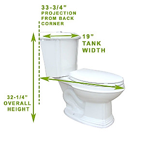 Renovators Supply Sheffield Corner Elongated Toilet Bowl - Heavy Duty 2-Piece Oval Toilet in White - WaterSense Dual Flush with Slow Close Toilet Seat - Grade A, Porcelain Scratch and Stain Resistant