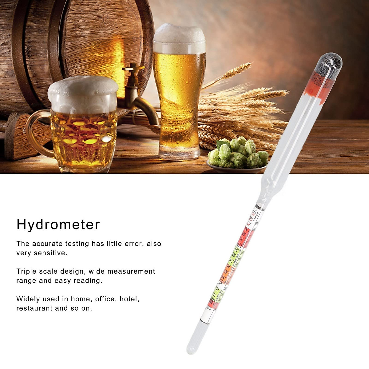 10pcs Triple Scale Hydrometer Alcohol Meter Brewing Tools for Restaurant Home Brewing