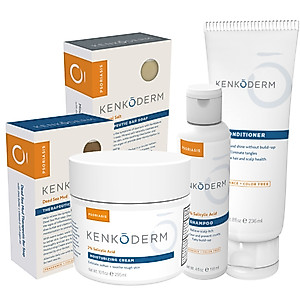 Kenkoderm Psoriasis Shampoo & Conditioner Bundle, Therapeutic Shampoo with 3% Salicylic Acid, 4 oz, Conditioner for Sensitive Hair & Skin, 8 oz. Dermatologist Developed, Fragrance & Color Free