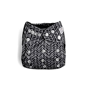 Elle Belle Baby 3 Stain Resistant - Charcoal Bamboo Lined All in one Diapers & 6 Charcoal Bamboo Inserts (Black & White)