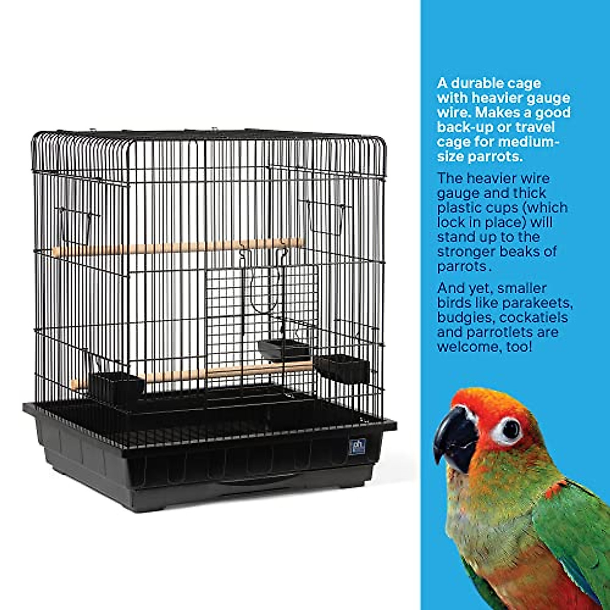Prevue Hendryx Square Roof Parrot Cage, Black (SP25217B/B)