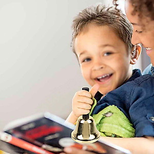 12Pcs Hand Bells Silver and Gold Steel Service with Black Wooden Bell for School Church Adults Classroom Wedding Decorative