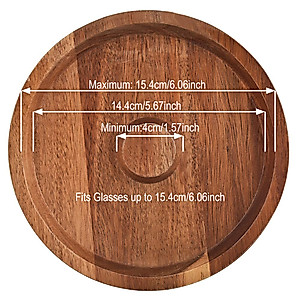 Acacia Wood Margarita Cocktail Salt Rimmer,Glass Bar Salt Sugar Rimming,Rimmer for Wide Glasses up to 5.5" Diameter