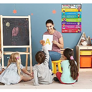 FaCraft Healthy Daily Habits Poster for Kids Toddlers 7 Health Chart Painting Posters for Preschool Kindergarten Elementary School Classroom Nurse Office Home Living Room Bedroom Wall Decor