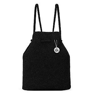 The Sak Crochet Craze Dylan Backpack, Large Lightweight Bag with Dual Straps, Black