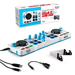 Hercules DJControl Mix Blue – Amazon Exclusive – Bluetooth Wireless DJ Controller for Smartphones (iOS and Android) – dJay app – 2 Decks