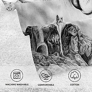 MAOBLYR Gray Wolf Set of 2 Fingertip Towel Larger Pure Cotton Soft Highly Absorbent Hand Towels for Bathroom Spa Home (16 x 28 Inches)