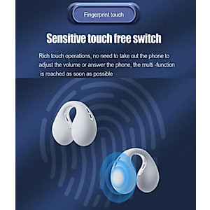 AQWEI Wireless Ear Clip Bone Conduction Headphones, Clip-Ear Headphones, Noise Canceling Digital Display Ear Clips, Bluetooth Sports Headphones (Black)