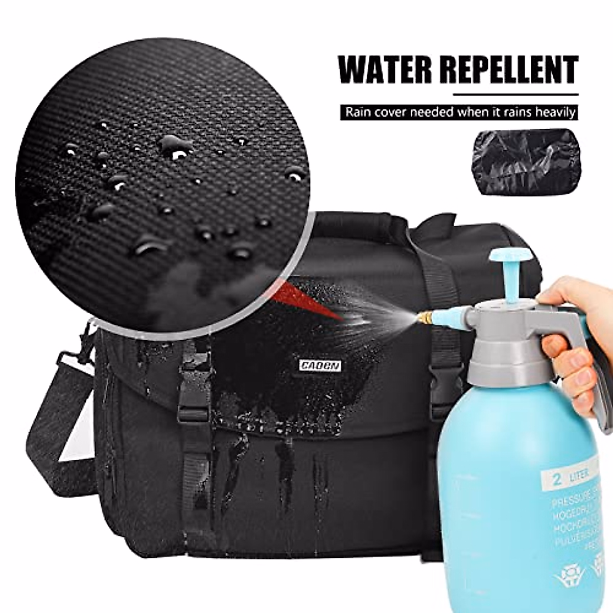 CADeN Camera Bag Case Shoulder Messenger Bag with Tripod Holder Compatible for Nikon, Canon, Sony, DSLR SLR Mirrorless Cameras Waterproof (Black, Large)