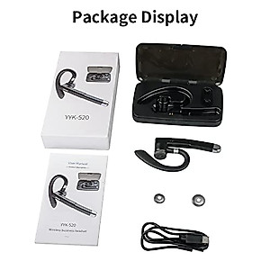 Wireless Bluetooth Single Ear Headset Ear Hook for High Definition Hands-Free Calls with Dual Mic Noise Canceling