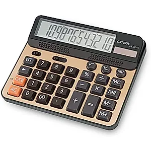 Calculator, Solar Battery Calculator Dual Power Large Standard Function Desktop Business Calculators, 12-Digit LCD Display Big Number Electronics Calculator for Office Finance School Student