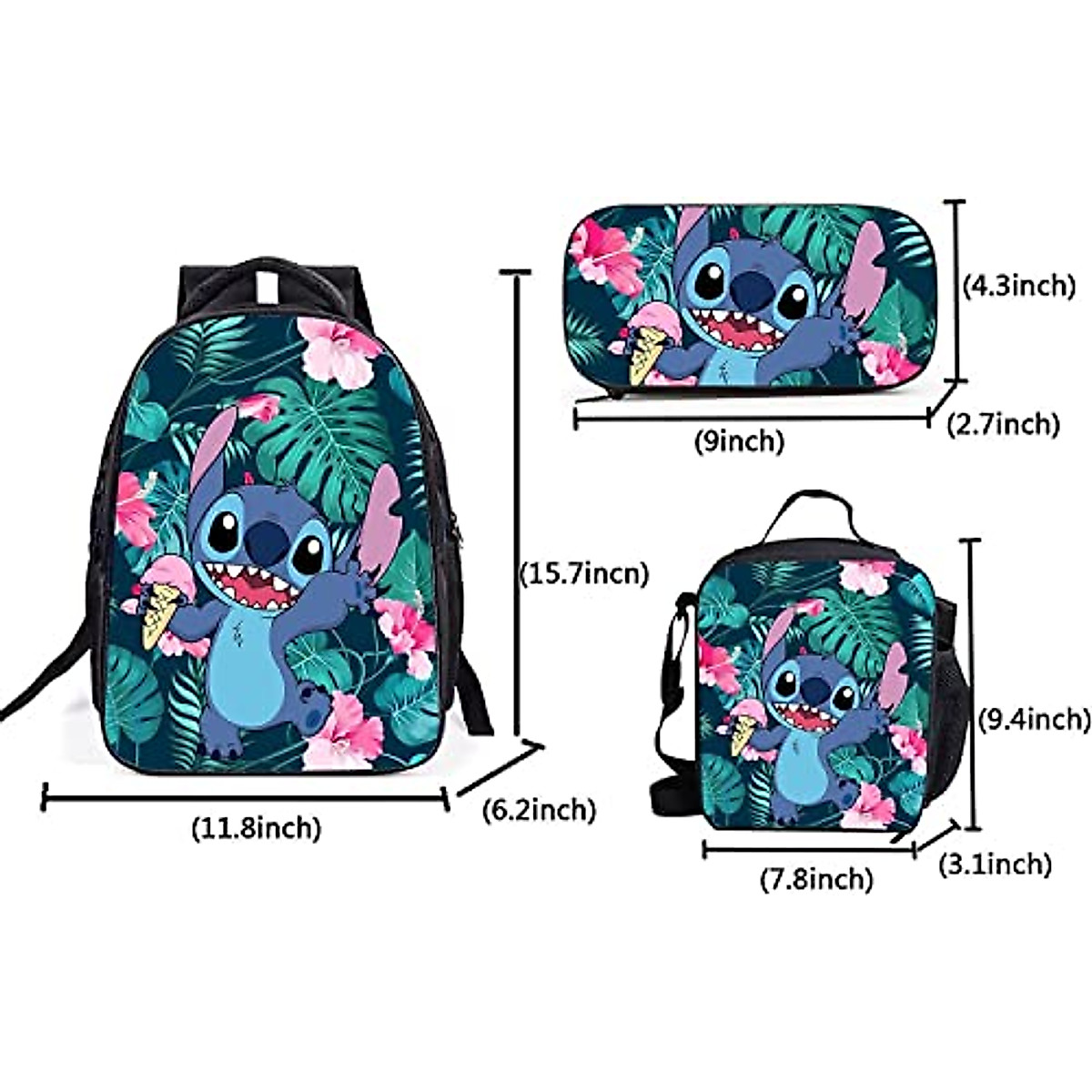 zhizhu Cartoon School bags Cartoon Backpack Girls Backpack Cosplay Trip Bag (Backpack,Lunch Box Pencil Case 3 In 1)