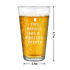 DAZLUTE Graduation Gifts, This Badass Has a Masters Degree Beer Glass for Him Men Brother Boyfriend Friends Graduates School Students Graduation Party, Masters Degree Graduation Gifts for Him, 15Oz