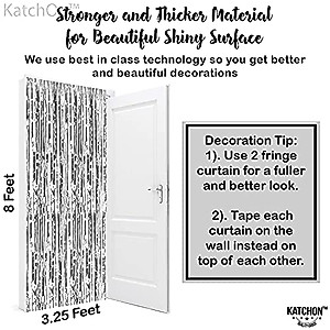 KatchOn, XtraLarge, 6.4x8 Feet Silver Fringe Backdrop - Pack of 2 | Silver Streamers Backdrops for Photoshoot | Silver Graduation Party Decorations 2023 | Silver Backdrop for Disco Party Decorations