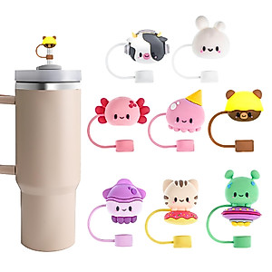 8 PCS Straw Covers Cap for Stanley Cup, Silicone Straw Topper for Stanley 30&40 Oz Tumbler, Cute Straw Caps in Various Shapes Reusable Straw Caps for Stanley Cup Accessories