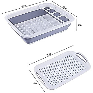Dish drying rack Collapsible Dish Rack and Drainboard Set Foldable Portable Dish Drainer Dinnerware Organizer Rack Folding Tableware Storage Rack Cutlery Rack for Kitchen Counter RV Camper Accessories
