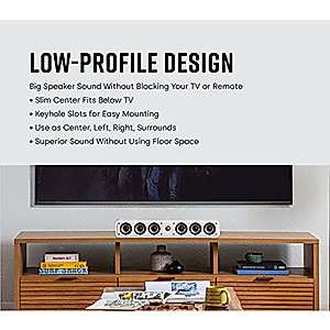 Polk Signature Elite ES35 Slim Center Channel Speaker - Hi-Res Audio Certified, Dolby Atmos & DTS:X Compatible, 1" Tweeter & (6) 3" Woofers, Dual Power Port for Effortless Bass, Contemporary Walnut