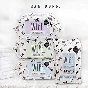 Rae Dunn Pet Wipes, Alcohol Free with Aloe and Vitamin E, Coconut Vanilla, 150 Count