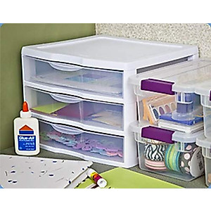 New Sterilite White & Clear Countertop 3-Drawer Desktop Storage Unit (4 Pack)
