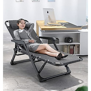 Phil Beauty Household Deck Chair Iron Alloy Balcony Chair 5 Gears Adjustable Leisure Nap with Pillow Portable,Brown