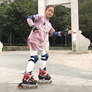 BOSONER Roller and Skating Pads for Kids: Knee Pads and Elbow Pads for Kids/Youth 3-15 - Girls/Boys Protection Gear