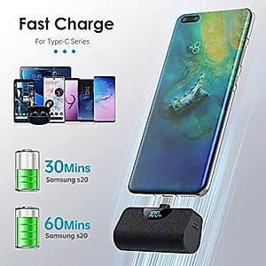 Mini Portable Charger USB-C Power Bank 5200mAh,Ultra Compact LCD Display Battery Pack Backup Charger Compatible with Samsung Galaxy S21/S20/S10/S9,Note 20/10/9,Moto,LG,Google Pixel,Android Phones etc