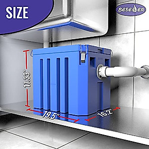 Commercial Grease Interceptor Trap 20 lb - Plastic Grease Trap Under Sink for Restaurant Cafe - Under Sink Grease Trap 10 GPM - Waste Water Oil-water Separator for Restaurant - Grease Trap plastic