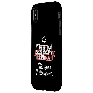 iPhone X/XS 2024 Bar Mitzvah Quote Festive Black Rose Decor Case