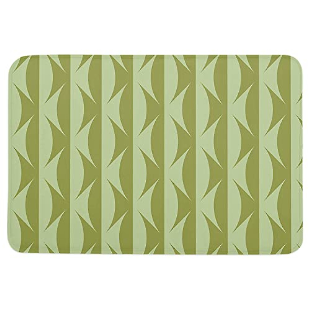 Prironde Front Door Mats Outdoor Indoor Kitchen Mat, Mid Century Abstract Geometry Green Pattern Entrance Doormat Non-Slip Bathroom Rugs Washable Floor Mats for Sink/Porch, 18" x 30"