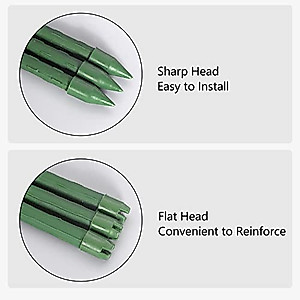 Garden Stakes 36 Inches Plastic Coated Hollow Steel Plant Stakes, Tomato Stakes, Pack of 25