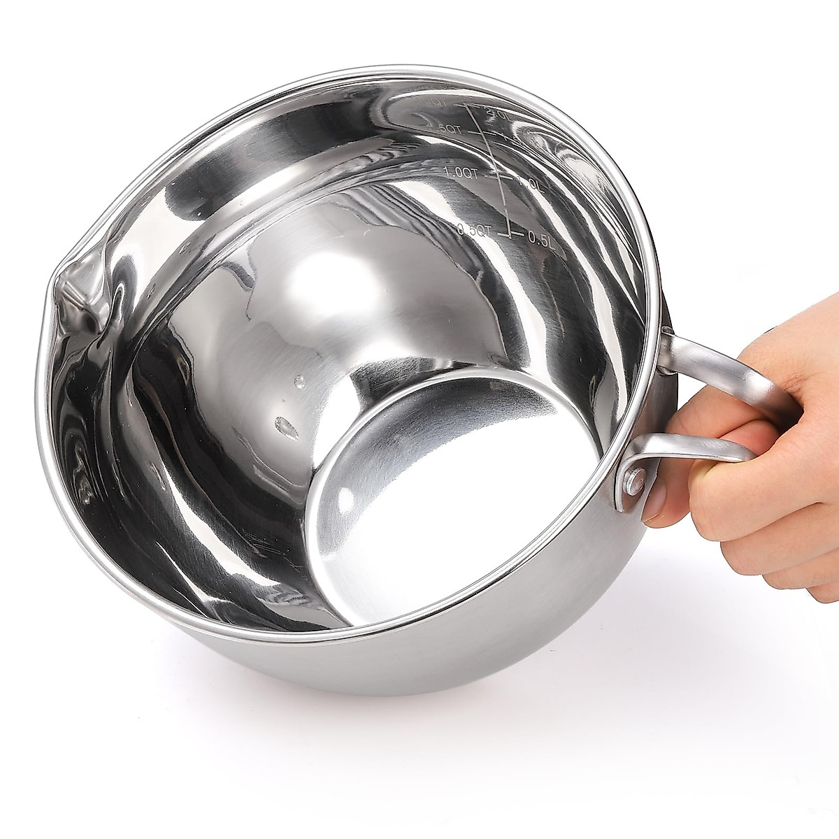 ZENFUN Double Boiler Pot Set with Silicone Spatula, 2000ML/1.8QT Chocolate Melting Pot with 2800ML/2.54QT Stainless Steel Pot, Candy Melting Pot, Chocolate Melter for Butter, Caramel, Cheese, Wax,